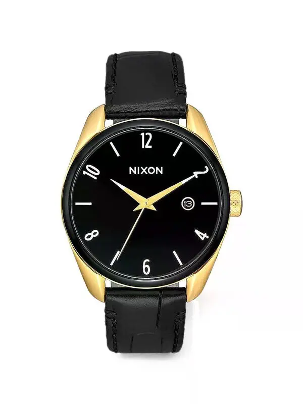 Nixon 39mm Watch With Dial And Leather Strap