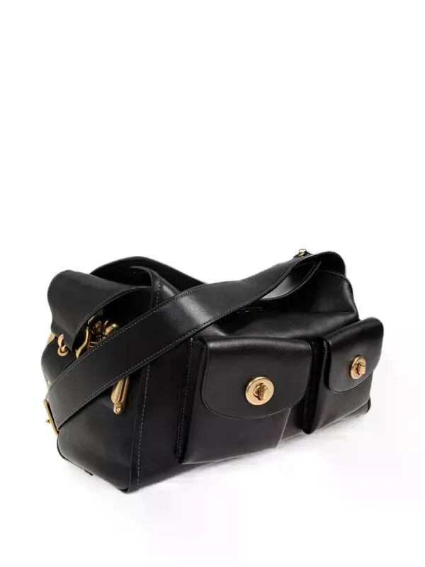COACH Turnlock Haversack Leather Shoulder Bag - Black