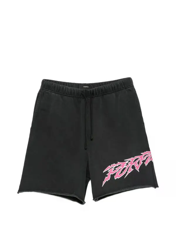 PURPLE BRAND Graphic Print Raw-cut Shorts