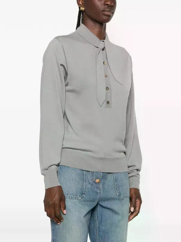 Valentino Garavani Tie-neck Polo Shirt - Grey
