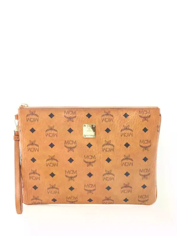 Mcm Visetos Leather Clutch Bag - Neutrals