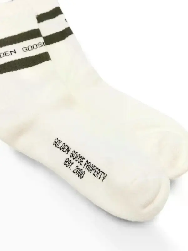 GOLDEN GOOSE Ribbed Knit Crew Socks With Striped Detailing
