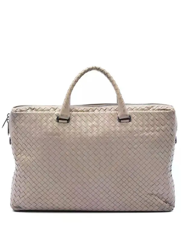 Bottega Veneta Woven Nappa Leather Business Bag - Neutrals