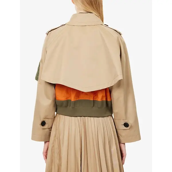 Sacai Layered Blouson Cotton-gabardine And Woven-twill Jacket - Beige