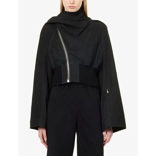 Rick Owens Scarf Flight Suede Bomber Jacket