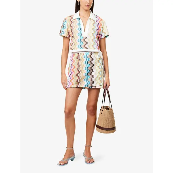 Missoni Chevron Print Wrap-over Jersey Mini Skirt