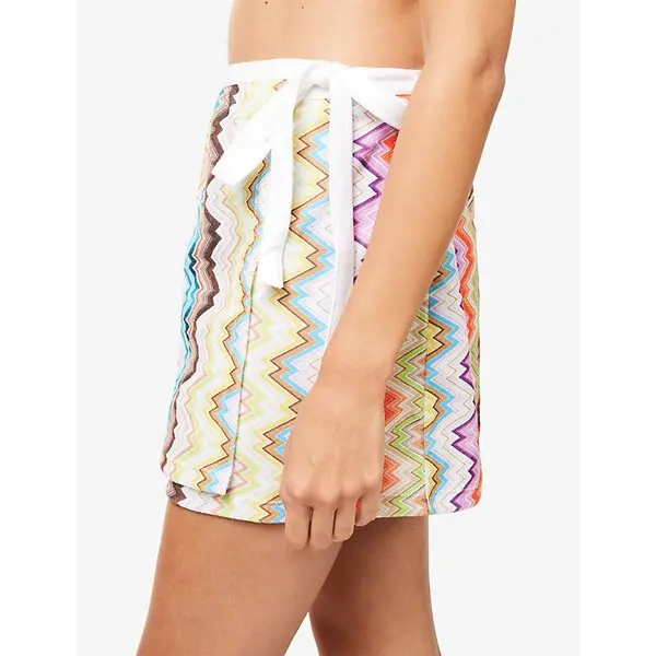 Missoni Chevron Print Wrap-over Jersey Mini Skirt