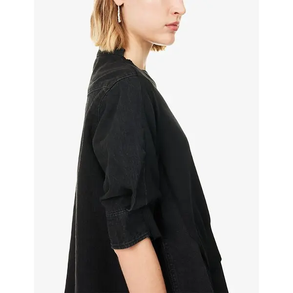 Sacai Layered Knit And Denim Top - Black