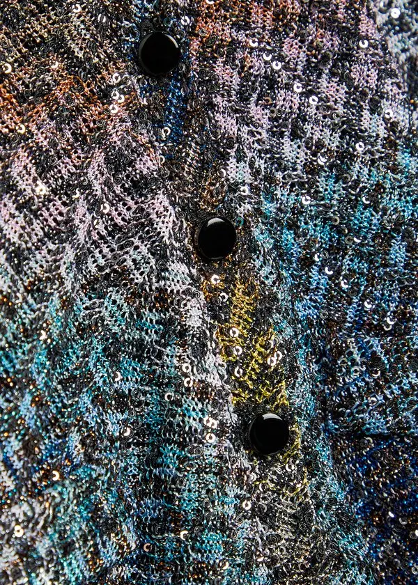 Missoni Zigzag Metallic-knit Plunge V-neck Swimsuit - Multicoloured