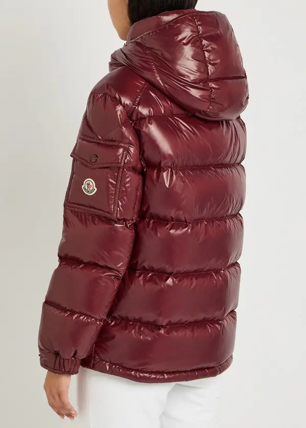 Moncler Maire Padded Laqué Nylon Hooded Jacket - Red