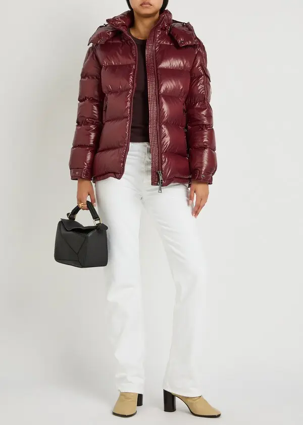 Moncler Maire Padded Laqué Nylon Hooded Jacket - Red