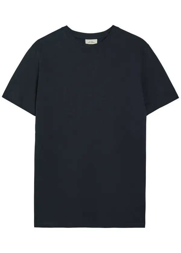 LES DEUX Flower Printed Cotton T-shirt - Navy