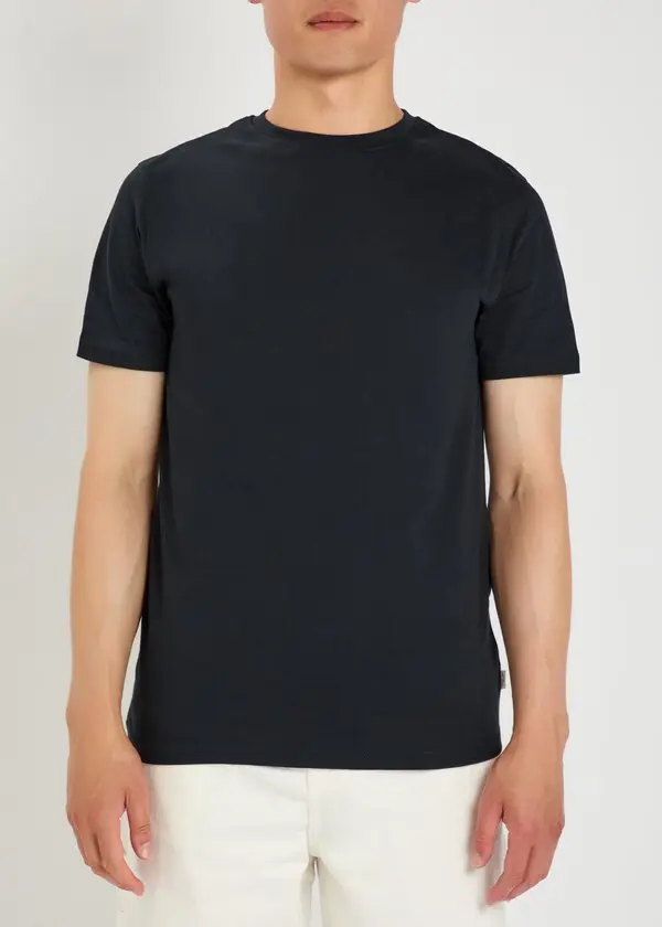 LES DEUX Flower Printed Cotton T-shirt - Navy
