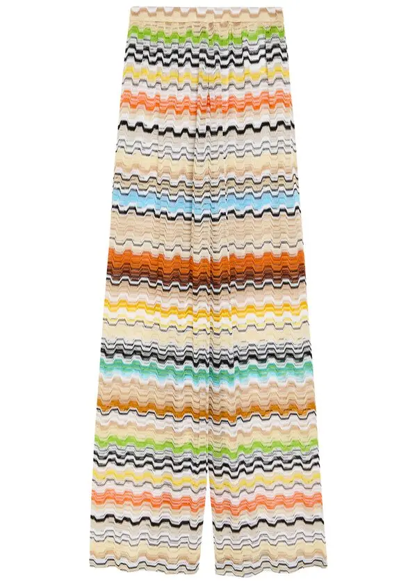 Missoni Patterned Wide-leg Fine-knit Trousers - Multicoloured