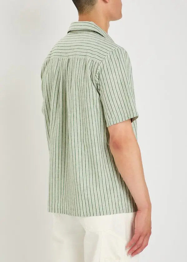 LES DEUX Striped Cotton And Linen-blend Shirt