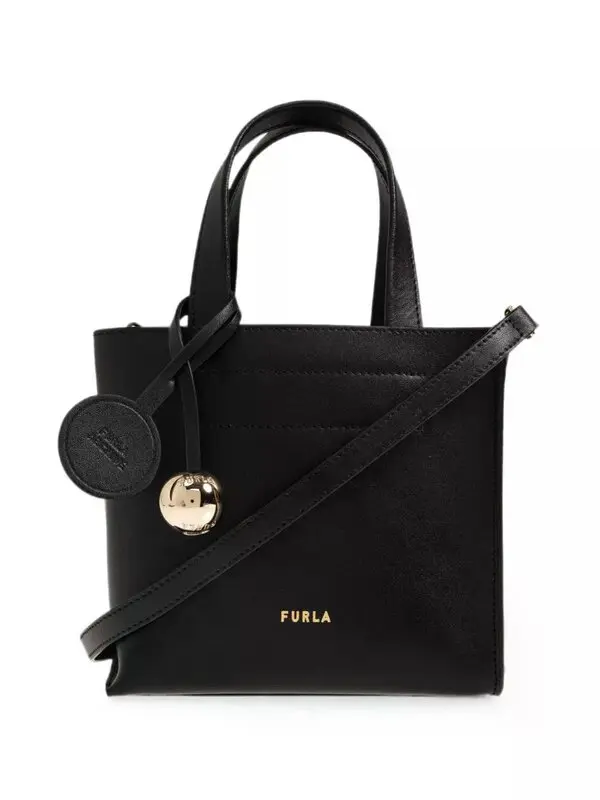 Furla Mini Divide Logo-lettering Leather Tote Bag - Black