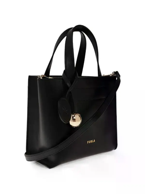 Furla Mini Divide Logo-lettering Leather Tote Bag - Black