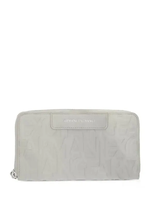 Armani Exchange Logo-embossed Zip-around Wallet - Grey