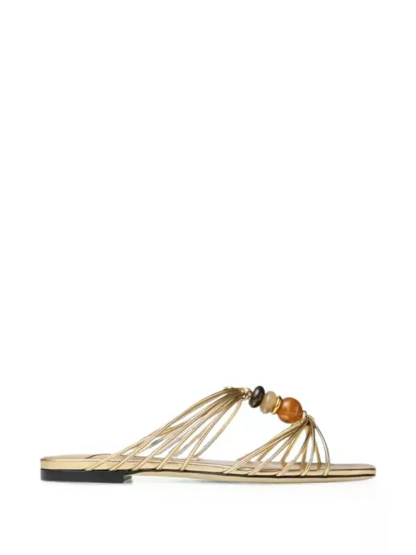 JIMMY CHOO Lova Bead-embellished Strappy Sandals - Gold