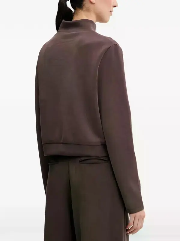 Guess Logo Plaque High Neck Sweatshirt - Brown