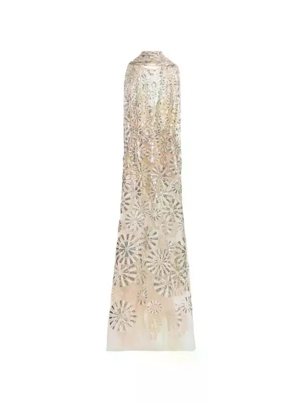 Elie Saab Sequin-embroidered Halterneck Maxi Dress - Neutrals