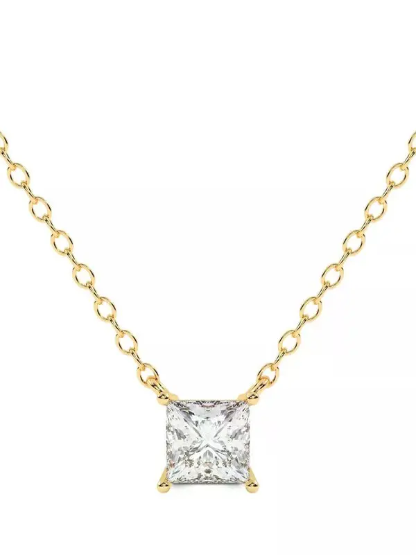DIAMOND ESSENTIALS 14k Yellow Princess-cut Diamond Pendant Necklace