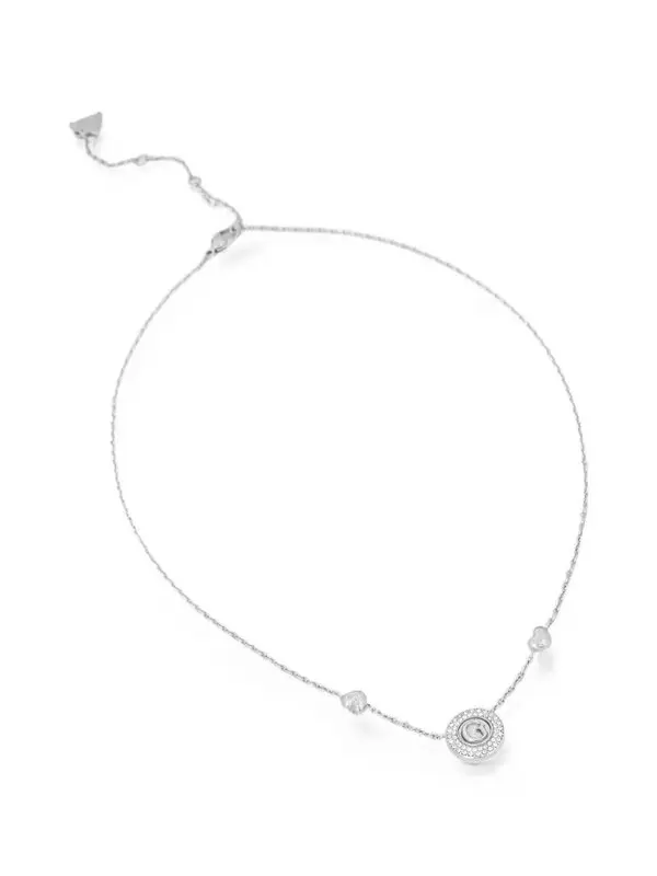 Guess G Talisman Crystal-embellished Heart-charm Necklace - Silver