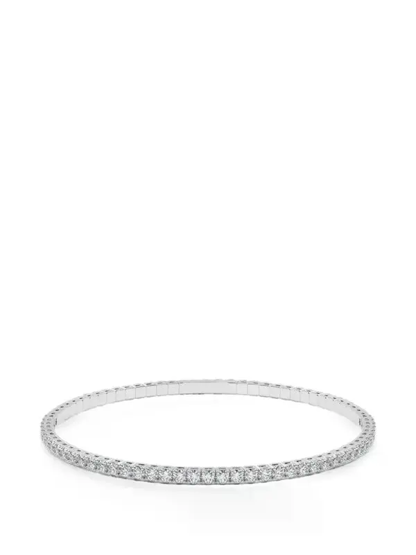 Diamond Essentials 14k White Gold 2 Carat Pavé-set Diamond Bangle - Silver