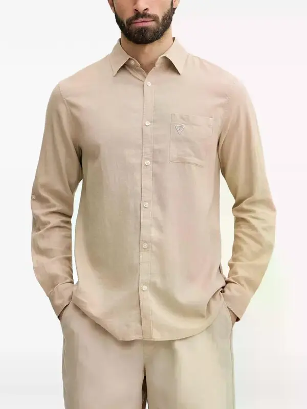 Guess Logo-patch Chest-pocket Shirt