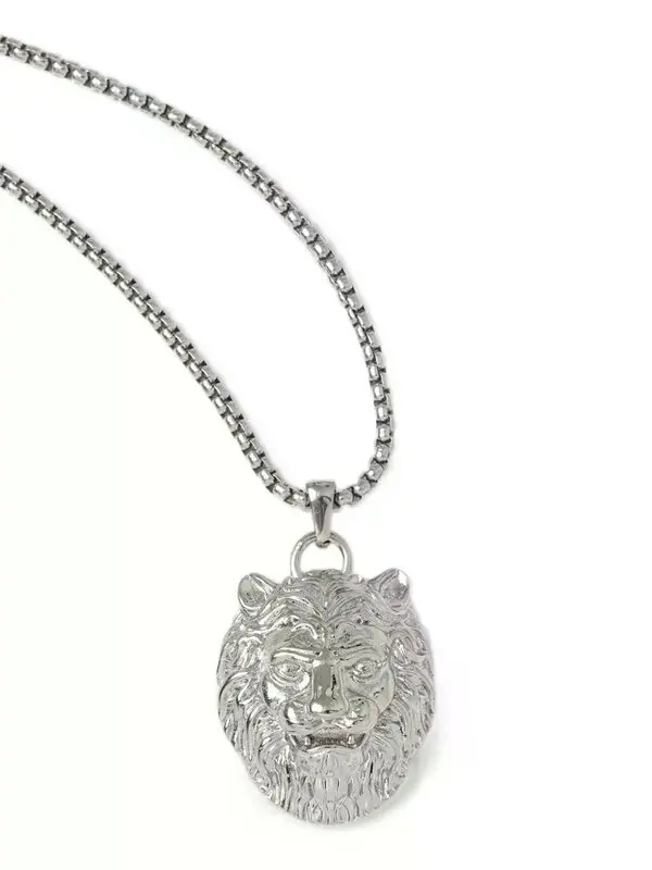 Guess Lion Head Box Chain Necklace - Silver
