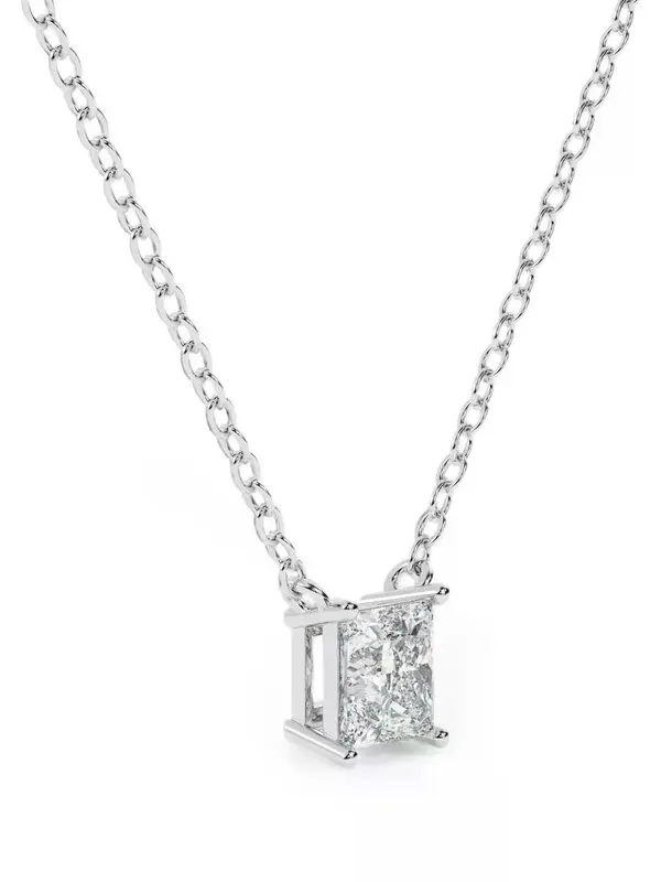 Diamond Essentials White Gold Solitaire Necklace - Silver