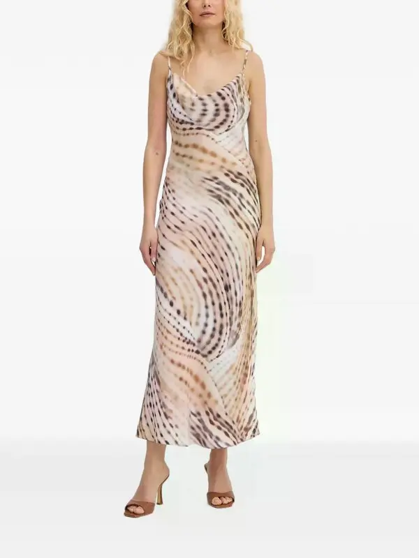 Guess Abstract Print Cowl Neck Midi Dress - Neutrals