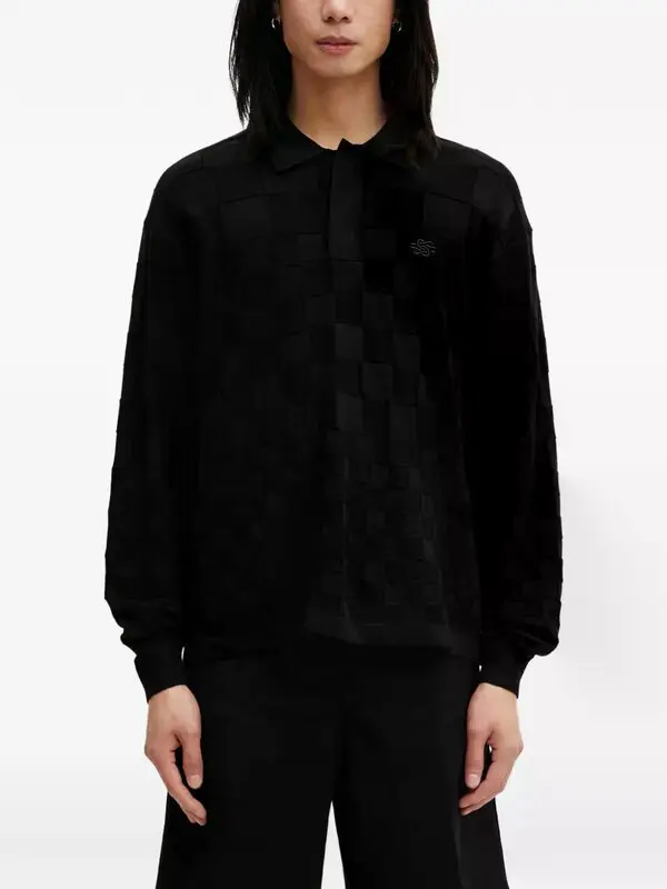 Filling Pieces Rugby Check-pattern Logo-embroidered Sweatshirt