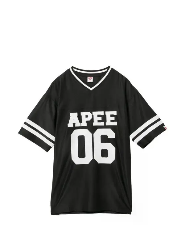AAPE BY *A BATHING APE Apee™ A Bathing Ape® Logo-print Mesh V-neck T-shirt - Black