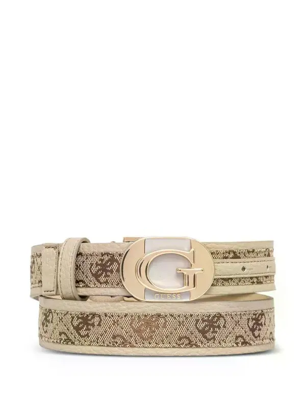 Guess Jessa Monogram Print Logo Plaque Belt - Neutrals