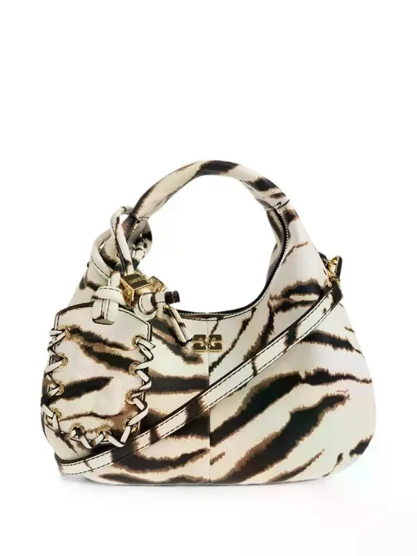 GANNI Tiger-print Knotted Tote Bag - Neutrals