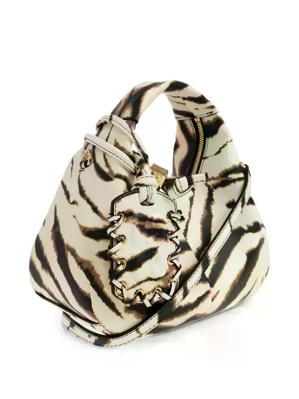 GANNI Tiger-print Knotted Tote Bag - Neutrals