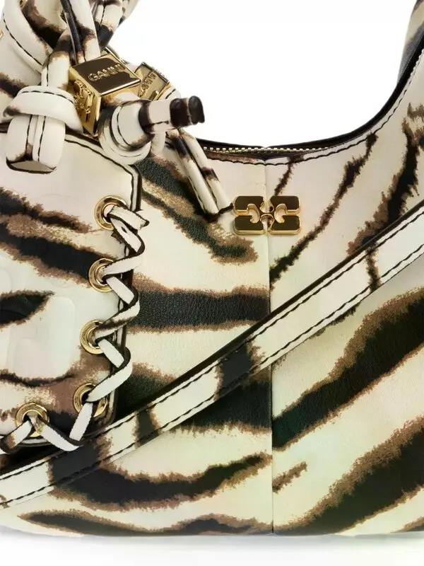 GANNI Tiger-print Knotted Tote Bag - Neutrals