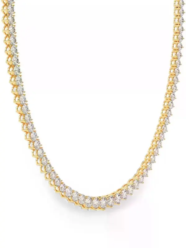 Diamond Essentials 14kt Yellow Pavé-set Diamond Tennis Necklace - Gold