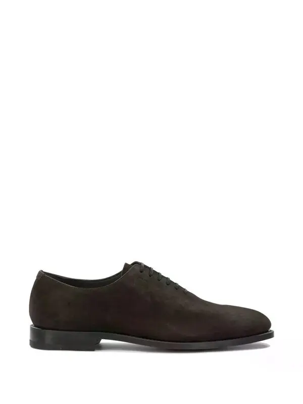 FERRAGAMO Suede Almond-toe Lace-up Shoes - Brown
