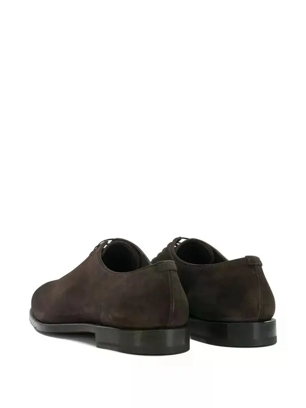 FERRAGAMO Suede Almond-toe Lace-up Shoes - Brown