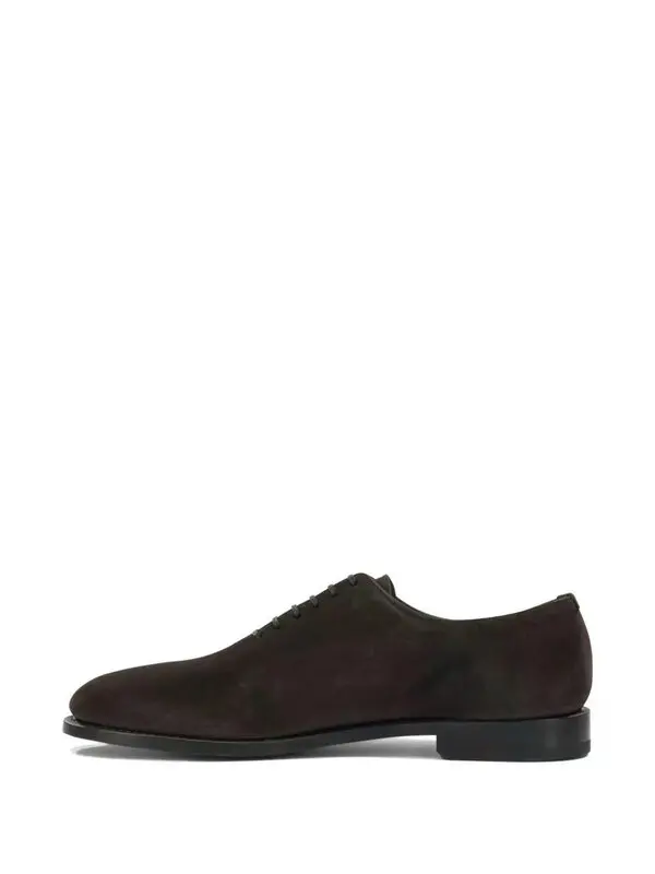FERRAGAMO Suede Almond-toe Lace-up Shoes - Brown
