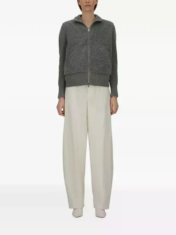 Herno Ribbed Knit Cardigan With Zip Fastening - Grey