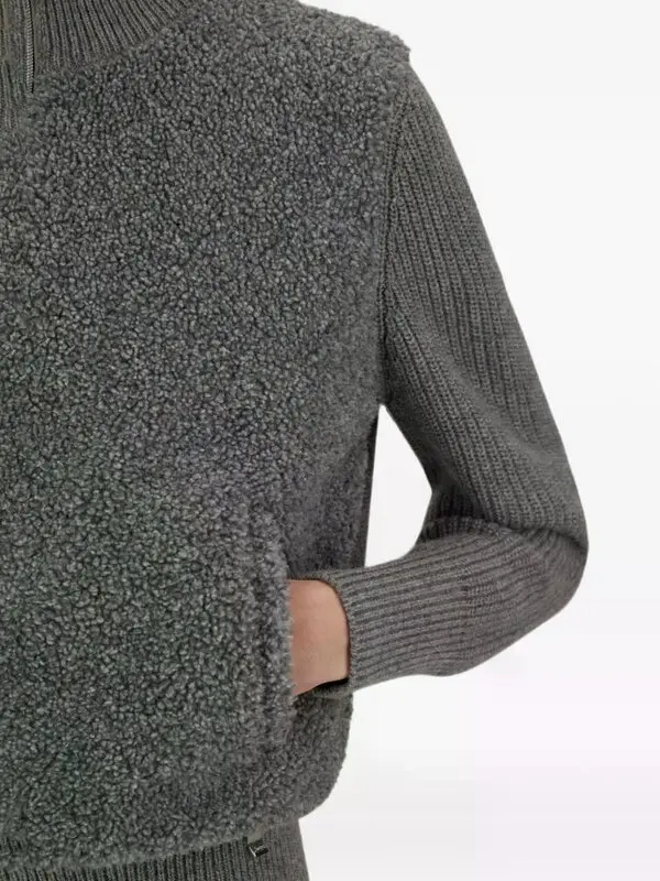Herno Ribbed Knit Cardigan With Zip Fastening - Grey