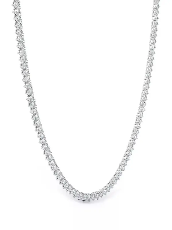 Diamond Essentials 10 Carat Round-cut Diamond Tennis Necklace In 14k White Gold - Silver