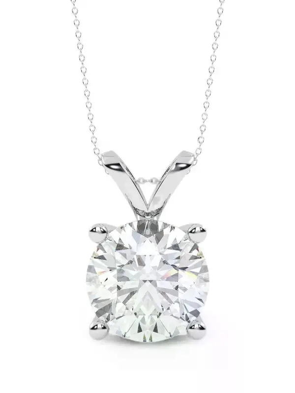 Diamond Essentials 14k White Gold 5 Carat Round-cut Diamond Solitaire Necklace