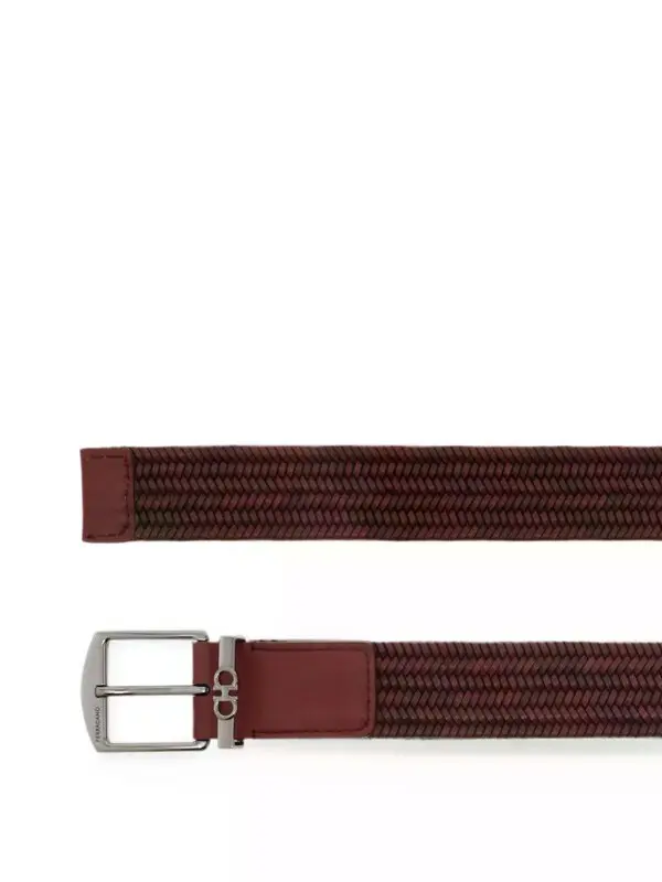 FERRAGAMO Woven Belt With Gancini Buckle