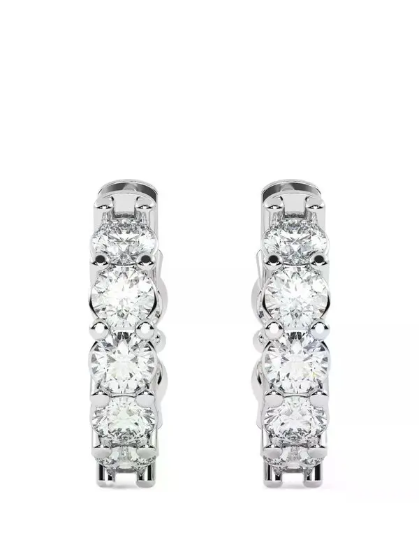 Diamond Essentials Lab-grown Diamond Huggie Hoop Earrings In 14k White Gold - Silver
