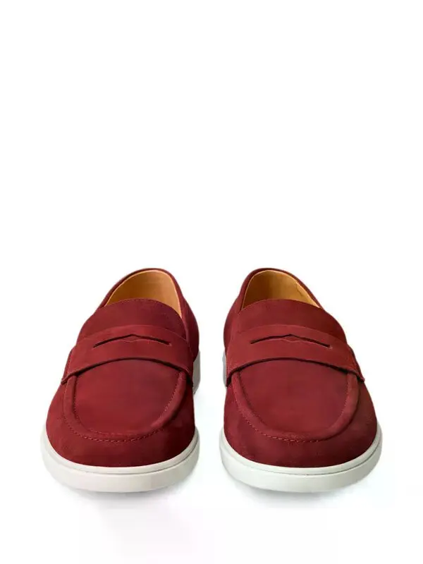 DOUCAL'S Suede Penny-strap Loafers - Red