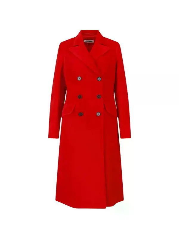 JIL SANDER Double-breasted Velvet Coat - Red